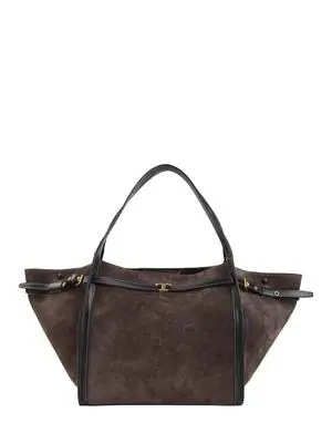 TOD`S Tod's Tim Medium Suede Shopping Handbag - Black