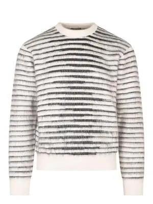 TOM FORD Striped Mohair Long-sleeve Crewneck Sweater - White-black