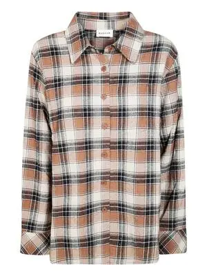 PAROSH Cotton Fantasia Plaid Shirt With Embellishments - Marrone
