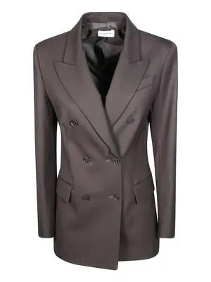 PAROSH Double Breasted Stretch Wool Blazer - Marrone