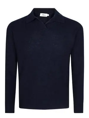 Altea ALTEA Cashmere Merino Open-Collar Polo Sweater Blu