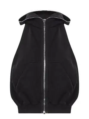 RICK OWENS RICK OWENS Hooded Sleeveless Zip Sweatshirt