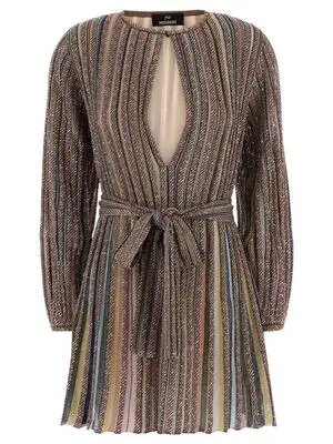 Missoni MISSONI Embroidered Knit Mini Dress Stripped