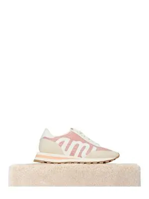 AMI Paris Paneled Logo Sneakers - Nude