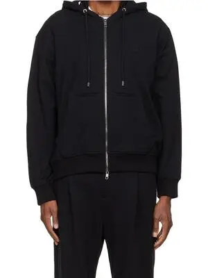 WOOYOUNGMI Zip-up Hoodie With Drawstring Hood - Black