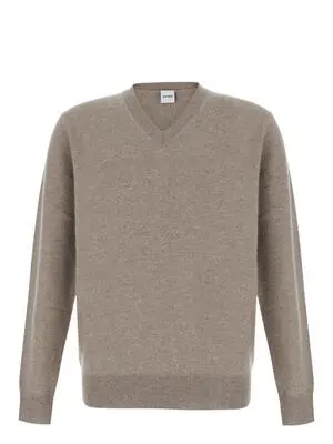 Aspesi Long-sleeved V-neck Sweater - Beige