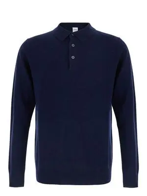 Aspesi Wool-cashmere Knitted Polo Sweater - Blue