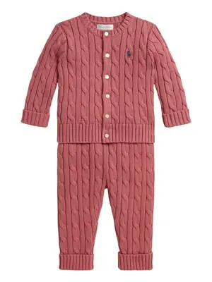 Polo Ralph Lauren Cable-knit Cardigan And Trouser Set - Pink