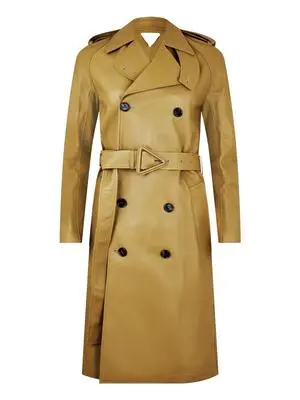 Bottega Veneta Double-breasted Leather Trench Coat - Brown