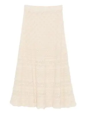 D.exterior D.Exterior Pointelle Knit Flared Skirt White