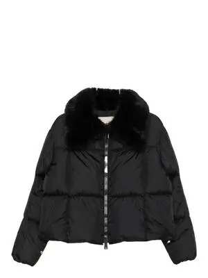 Herno Quilted Down Jacket With Fur Collar - Black