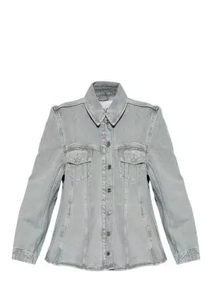 GANNI Ganni Button-Down Denim Shirt Blue