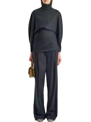 Khaite KHAITE Harlow Wool-Cashmere Draped Top Grey