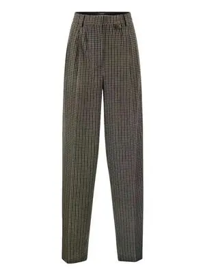 Fabiana Filippi Houndstooth Pattern Tailored Trousers - Brown