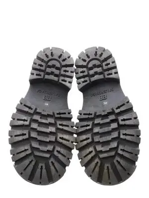Balenciaga Leather Tractor Loafers With Logo Plate - Black