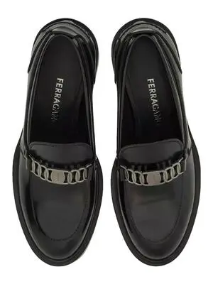 FERRAGAMO Vara Chain Loafers - Black