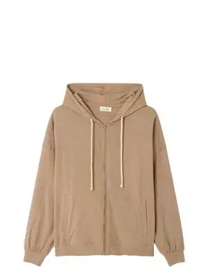 American Vintage AMERICAN VINTAGE Zip-Up Hoodie With Drawstring Hood Brown