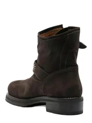 SECOND / LAYER Buckled Studded Boots - Brown