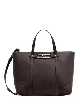 ARMANI EXCHANGE Armani Exchange Logo Plaque Grained Leather Handbag