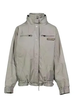 Attico Logo-patch Drawstring Bomber Jacket - Grey