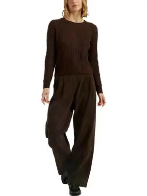 Chinti & Parker Cable Knit Cashmere Sweater - Brown
