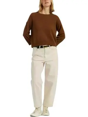 Chinti & Parker Cropped Fine Knit Sweater - Brown