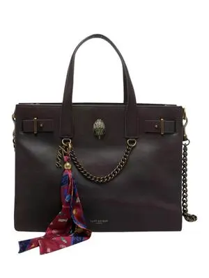 Kurt Geiger Eagle Plaque Tote Bag With Printed Scarf Detail - Brown