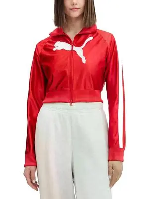 PUMA Logo Print Side Stripe Track Jacket - Red