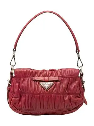 Prada Nappa Gaufre Bow Shoulder Bag - Red