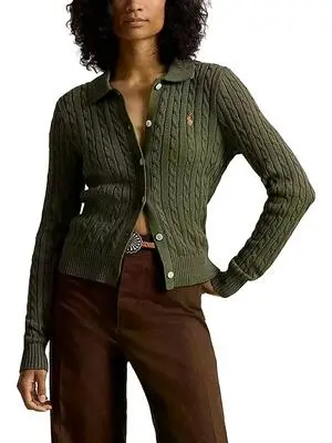 Polo Ralph Lauren Polo Ralph Lauren Cable-Knit Cotton Cardigan Green