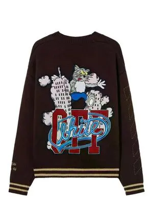 Off-White College Varsity" Knit Cardigan - Brown