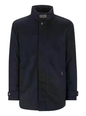 MOORER Single-breasted High-neck Coat - Blue