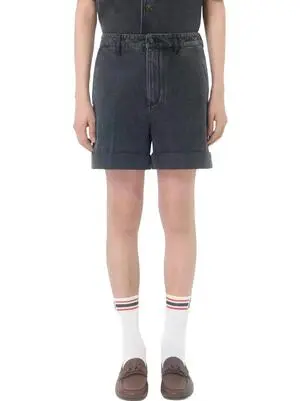 VALENTINO Valentino Garavani Cuffed Denim Bermuda Shorts With VGold Detail