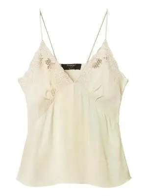 TWINSET Envers Satin Top With Embroidery - Neutrals