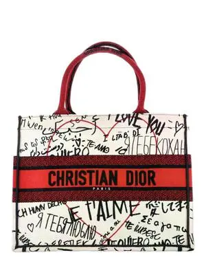 Dior Dior Book Printed Canvas Medium Tote Bag Neutrals