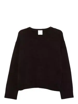 ALLUDE Ribbed-trim Crew-neck Sweater - Brown