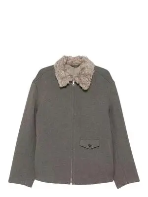 Our Legacy Faux-fur Collar Zip-up Jacket - Grey