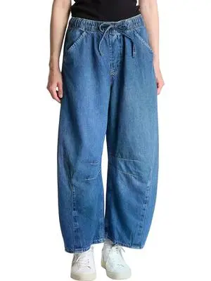 Gap Drawstring Barrel-leg Jeans In Faded Wash - Blue