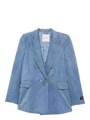 ERMANNO FIRENZE Double-breasted Corduroy Jacket - Blue
