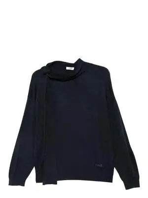 Liu Jo Tie-neck Rhinestone-logo Sweater - Blue