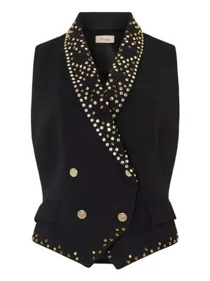 TEMPERLEY LONDON Oberon Crystal Embellished Waistcoat - Black