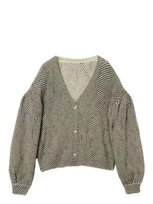 TWINSET Chevron Knit V-neck Cardigan - Grey