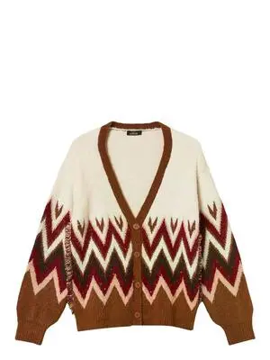TWINSET TWINSET Jacquard Cardigan With Sequins And Fringe Trim