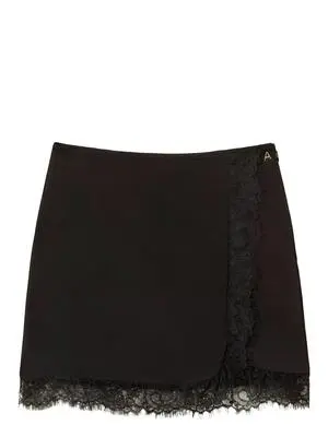 TWINSET Lace-trim Crepe Mini Skirt - Black