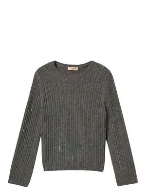 TWINSET TWINSET Ribbed Knit Sweater With Rhinestone Embellishments
