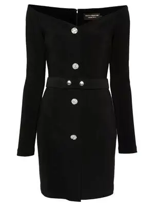 SIMONA CORSELLINI Off-shoulder Embellished Mini Dress - Black