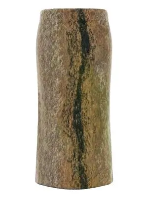 NUDE Brushed Abstract-motif Midi Skirt - Brown