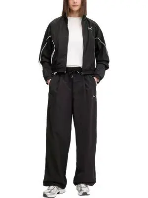 PUMA T7 Side-stripe Wide Leg Track Pants - Black