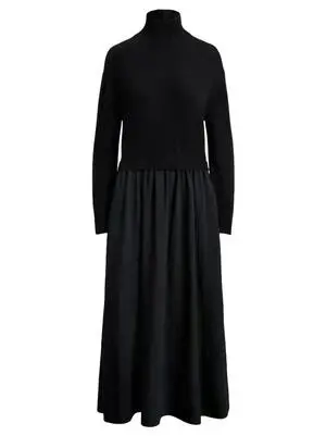 Polo Ralph Lauren Wool Bodice Crepe A-line Dress - Black