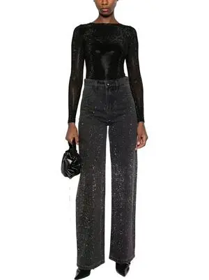 TWENTY FOURHAITCH Anser Rhinestone-embellished Wide-leg Jeans - Grey